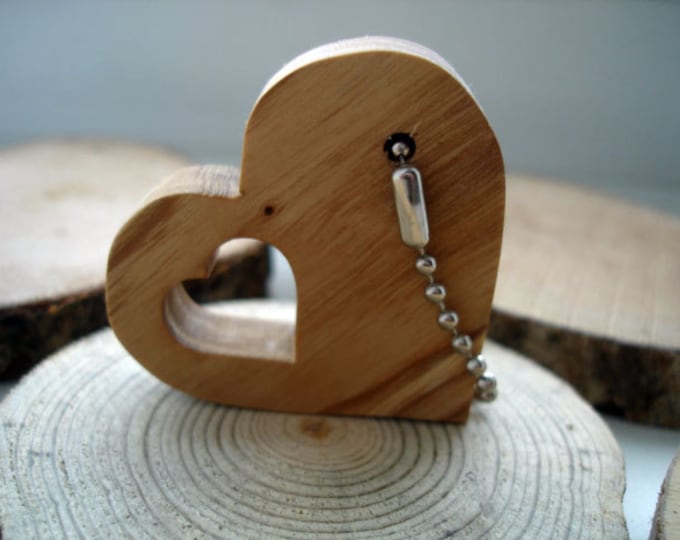 Wooden Heart Key Chain Wood Heart Key Fob Hand Cut - Etsy