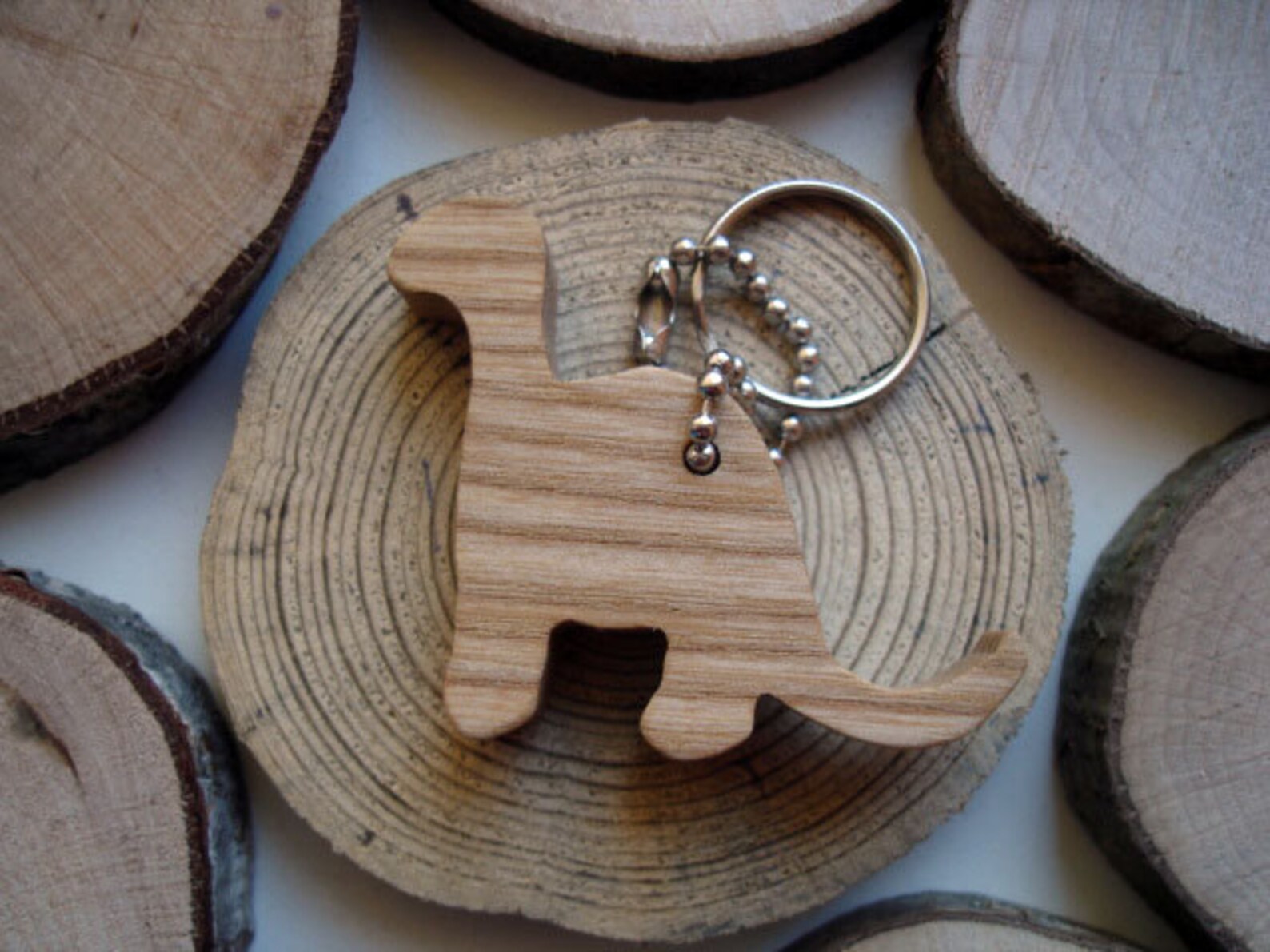 Wooden Dino Key Chain Wood Dinosaur Key Fob Hand Cut | Etsy