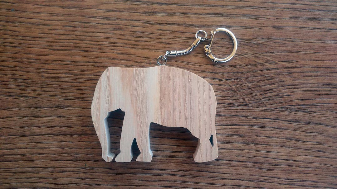 Wooden Elephant Key Chain Wood Elephant Wild Animal Key Fob Hand Cut - Etsy