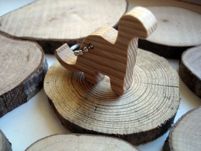 Wooden Dino Key Chain Wood Dinosaur Key Fob Hand Cut - Etsy