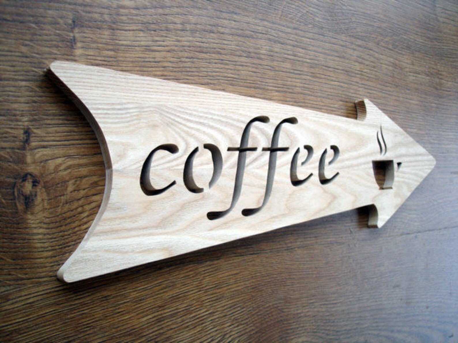Wood Cofee Arrow Sign, Wooden Sign, House Sign, Home Decor, Handcrafted ...
