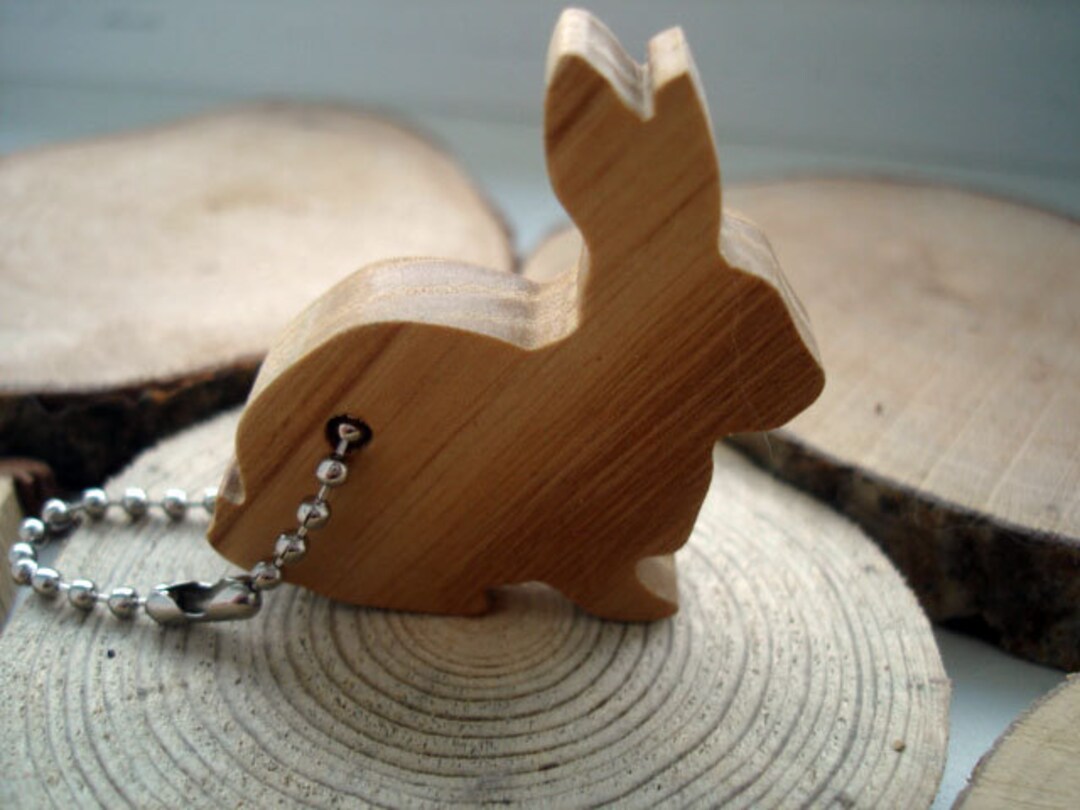 Wooden Rabbit Key Chain Wood Rabbit Animal Key Fob Hand Cut - Etsy