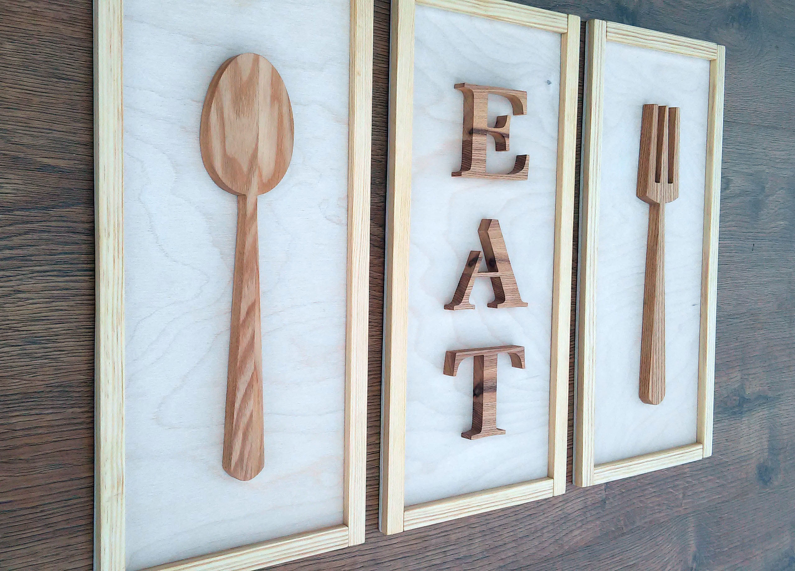 Wooden Kitchen Wall Hanging Sign 16'' Fork Spoon EAT - Etsy