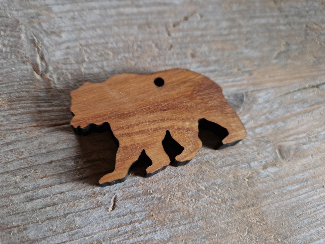 Personalized Wooden Bear Key Chain S011 Wood Bear Key Fob Laser Cut ...