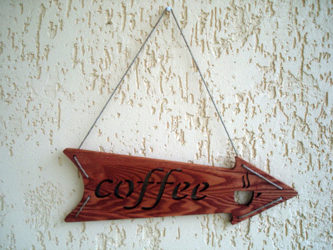 Wood Coffee Arrow Sign, Wooden Sign, House Sign, Home Decor ...
