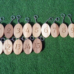 Wooden Oval Shape Key Chain Wood Key Fob Hand Cut With Numbers From 1 ...