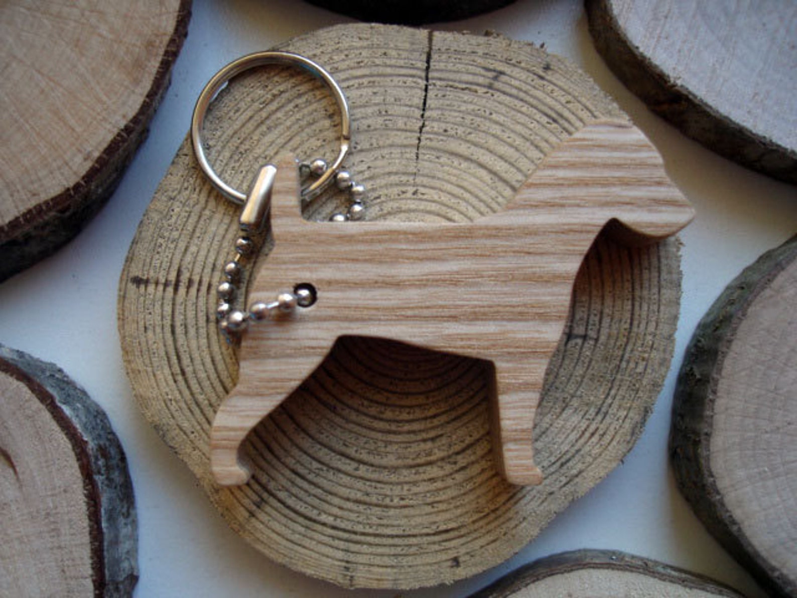 Wooden Dog Key Chain Wood Animal Key Fob Hand Cut - Etsy
