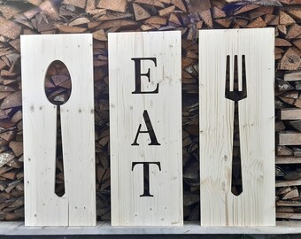 Rustic Kitchen Art Eat Drink Quote Fork Spoon Wall Decor - Etsy