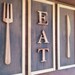 Fork Spoon Knife EAT Wood Signs, Set of Four 16'' Wall Hanging Signs ...