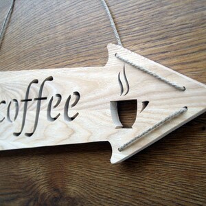 Wood Cofee Arrow Sign, Wooden Sign, House Sign, Home Decor, Handcrafted ...