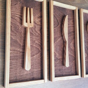 Wooden Kitchen Wall Hanging Sign 16'', Fork Spoon Knife Wooden Signs ...