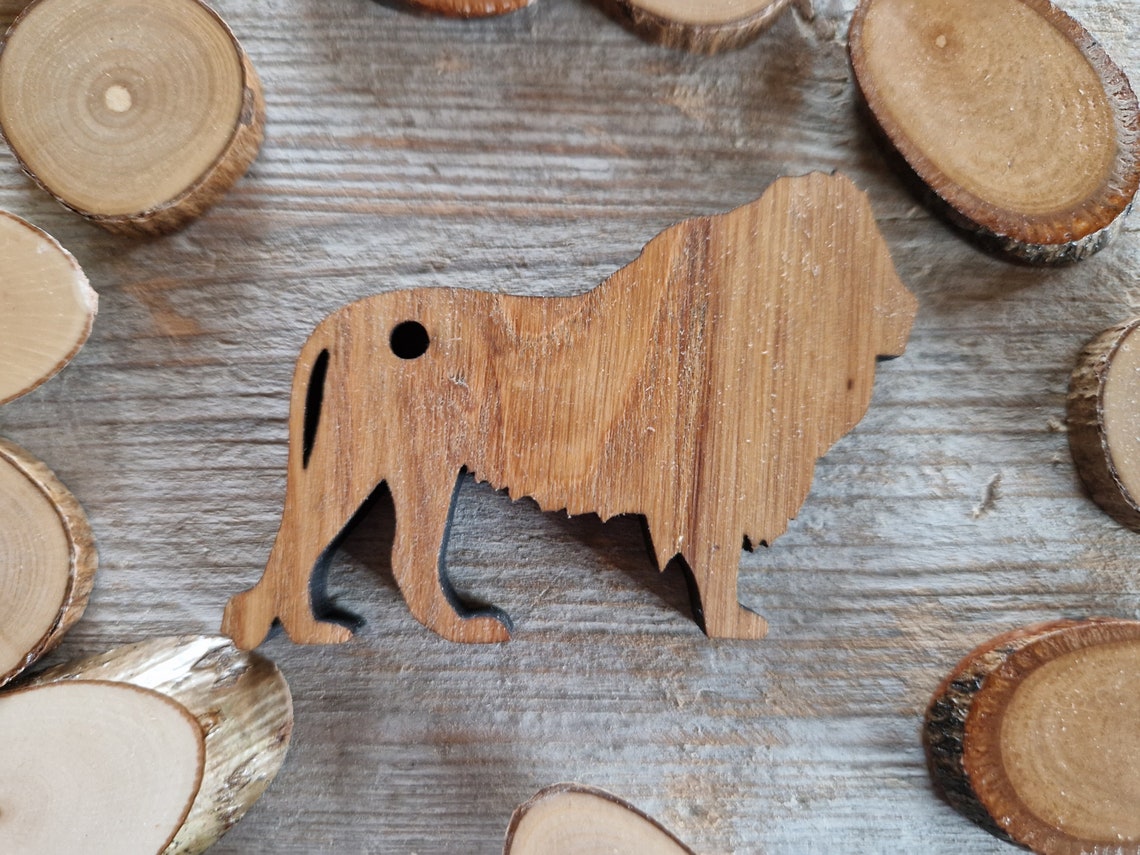 Personalized Wooden Lion Key Chain S023 Wood Lion Key Fob Laser Cut ...