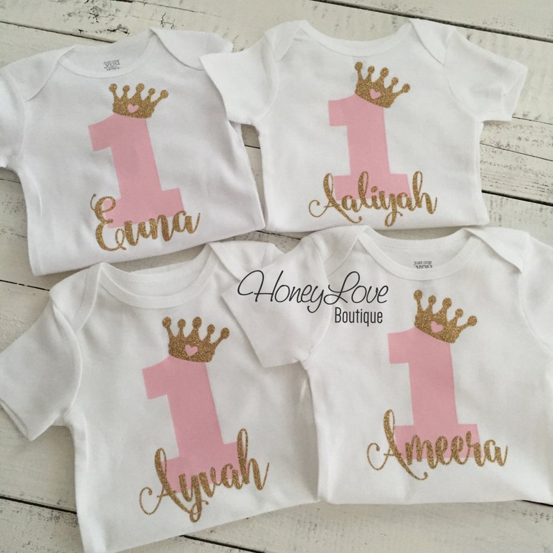 Personalized NAME - Number 1 One Tiara Princess Crown Gold Glitter ...
