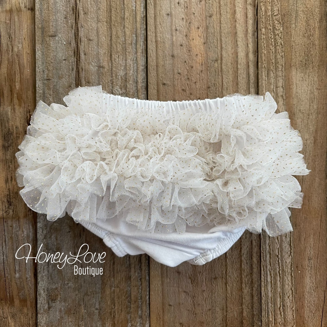 White and Gold Glitter Bloomers, Baby Girl Diaper Cover, Ruffle ...