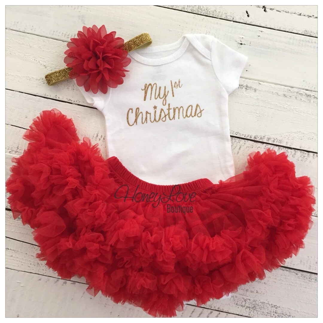 My 1st Christmas Outfit Girl, My First Christmas, Baby's 1st Christmas ...