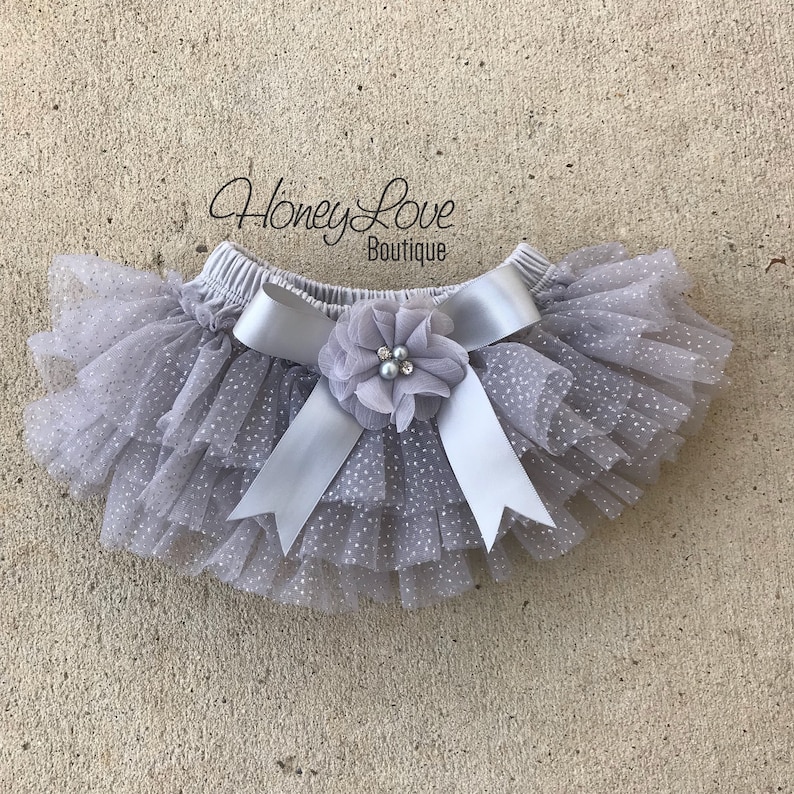 Gray Sparkle Tutu Silver Glitter Tutu Bloomer Baby Girl Tutu | Etsy