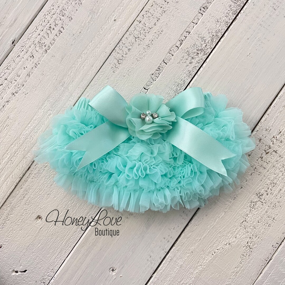 Aqua Mint Blue Baby Girl Ruffle Bloomers, Ruffle Diaper Cover, Newborn ...