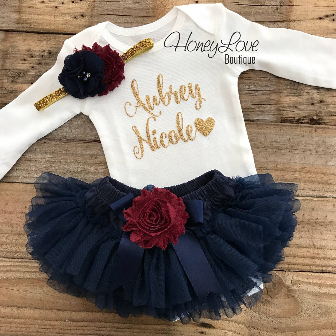 PERSONALIZED Gold Glitter Bodysuit Navy Blue and Burgundy | Etsy