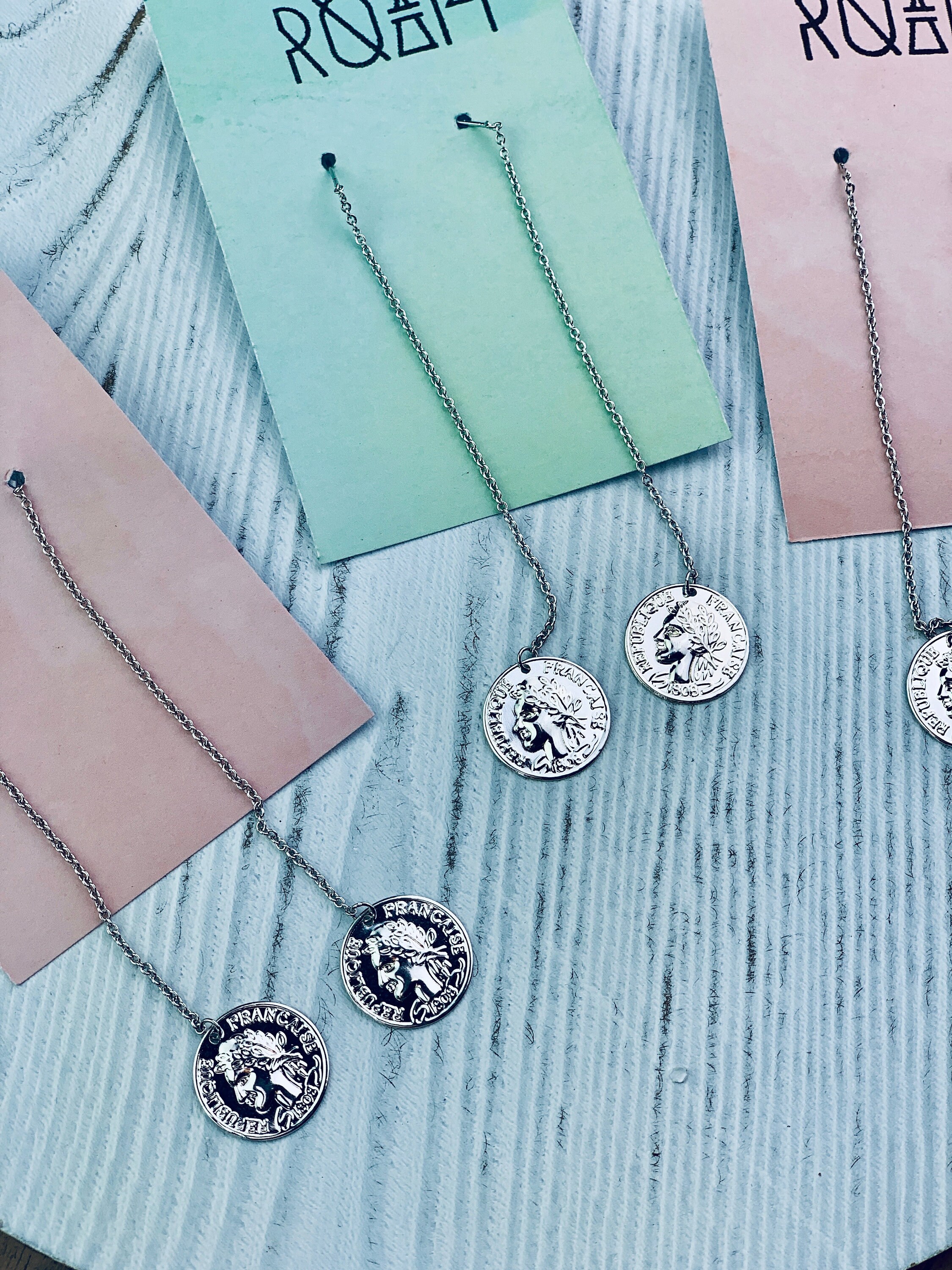 Silver Coin Threader Dangle Earring - Etsy