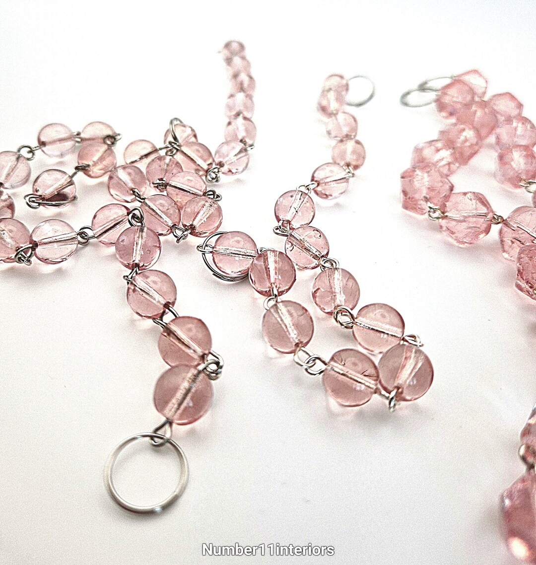 Vintage Pink Crystal or Rock Crystal Garlands Chains Droplets 8/20cm ...