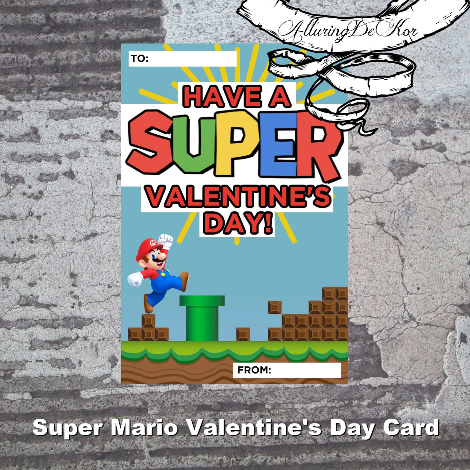 Super Mario Valentine's Day Card - INSTANT DOWNLOAD - Etsy