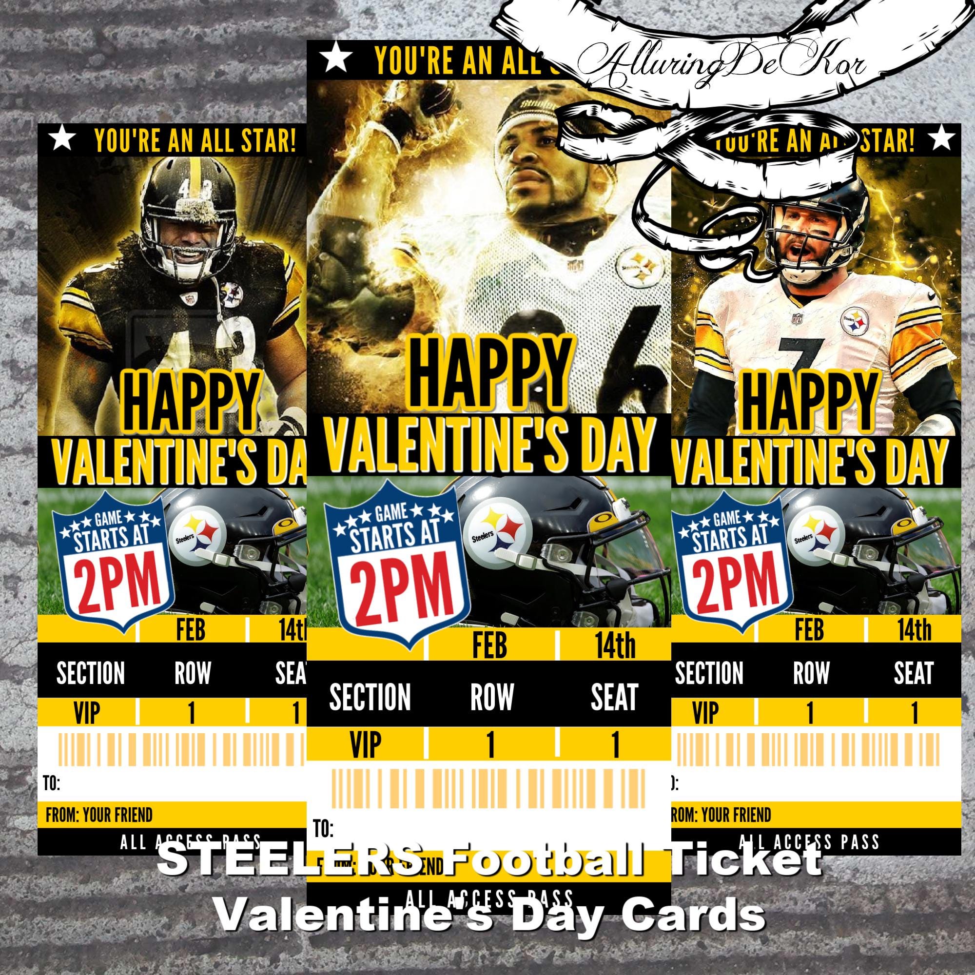 Football Ticket Valentine's Day Card (STEELERS) - INSTANT DOWNLOAD - Etsy