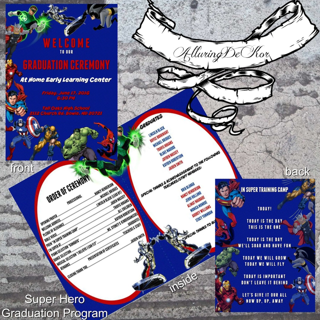 Super Hero Graduation Program - Etsy