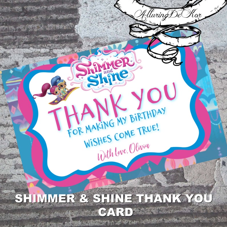 Shimmer & Shine Thank You Card - Etsy