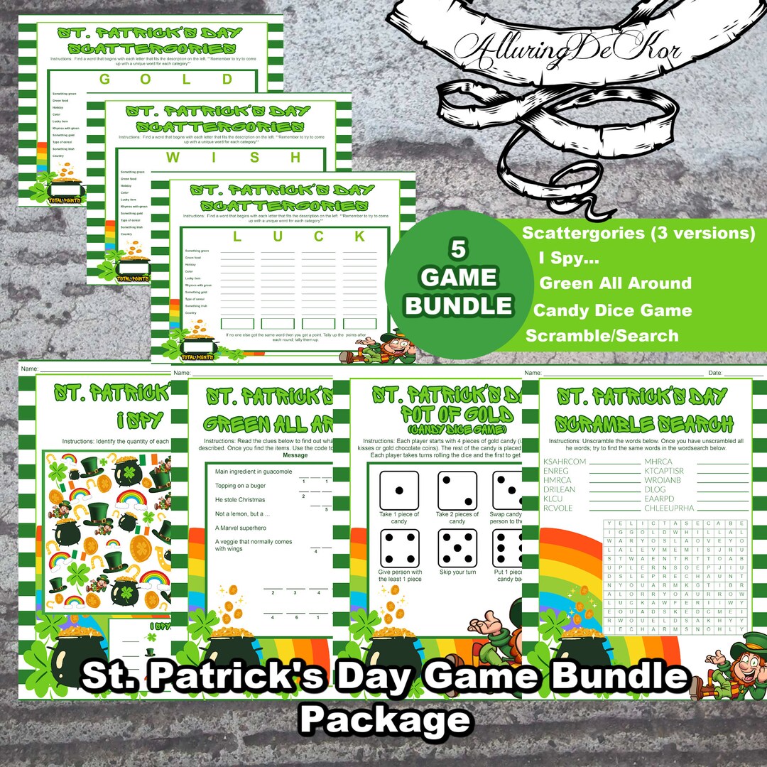 St. Patrick's Day Game Bundle - INSTANT DOWNLOAD - Etsy