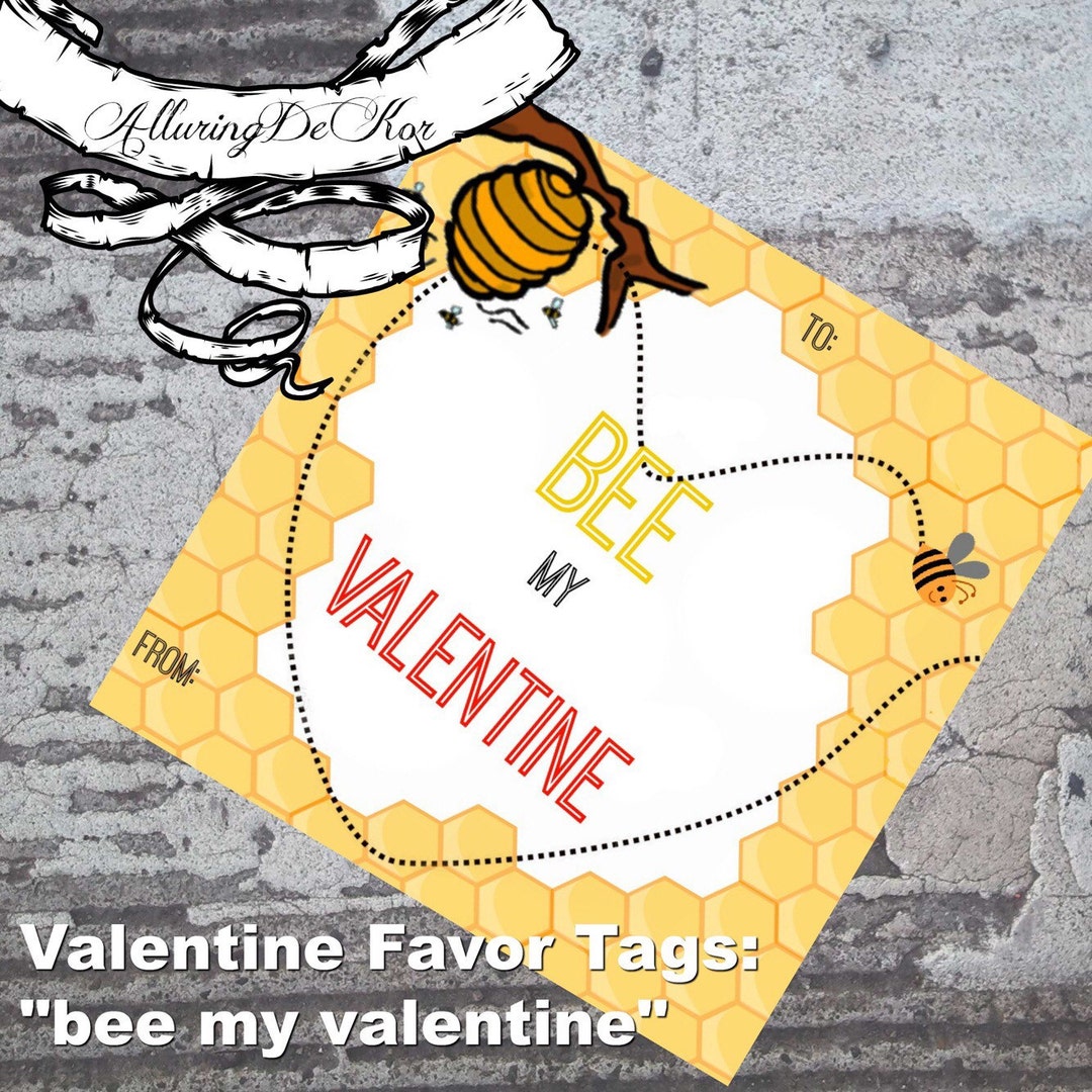 Valentine Favor Tag: Bee My Valentine - Etsy