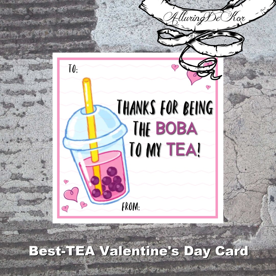 Boba-tea Valentine's Day Card (boba Tea) - INSTANT DOWNLOAD - Etsy