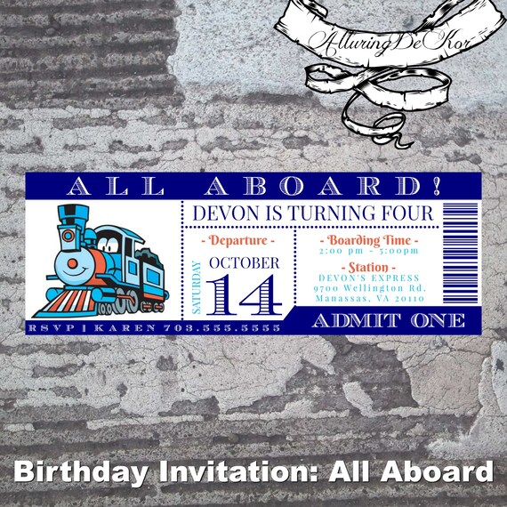 Birthday Invitation: All Aboard by Alluring DeKor | Catch My Party