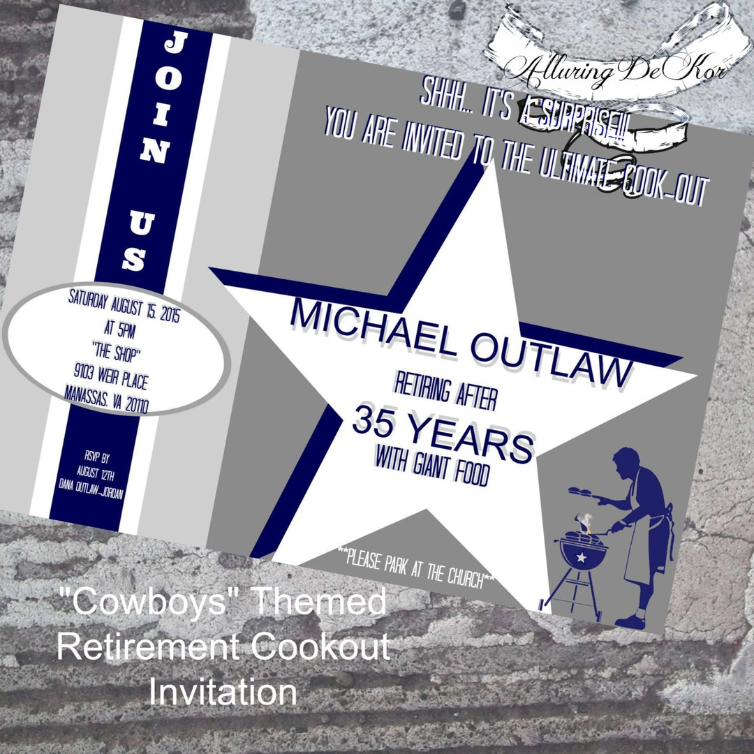 Cowboys Retirement Cookout Invitation - Etsy