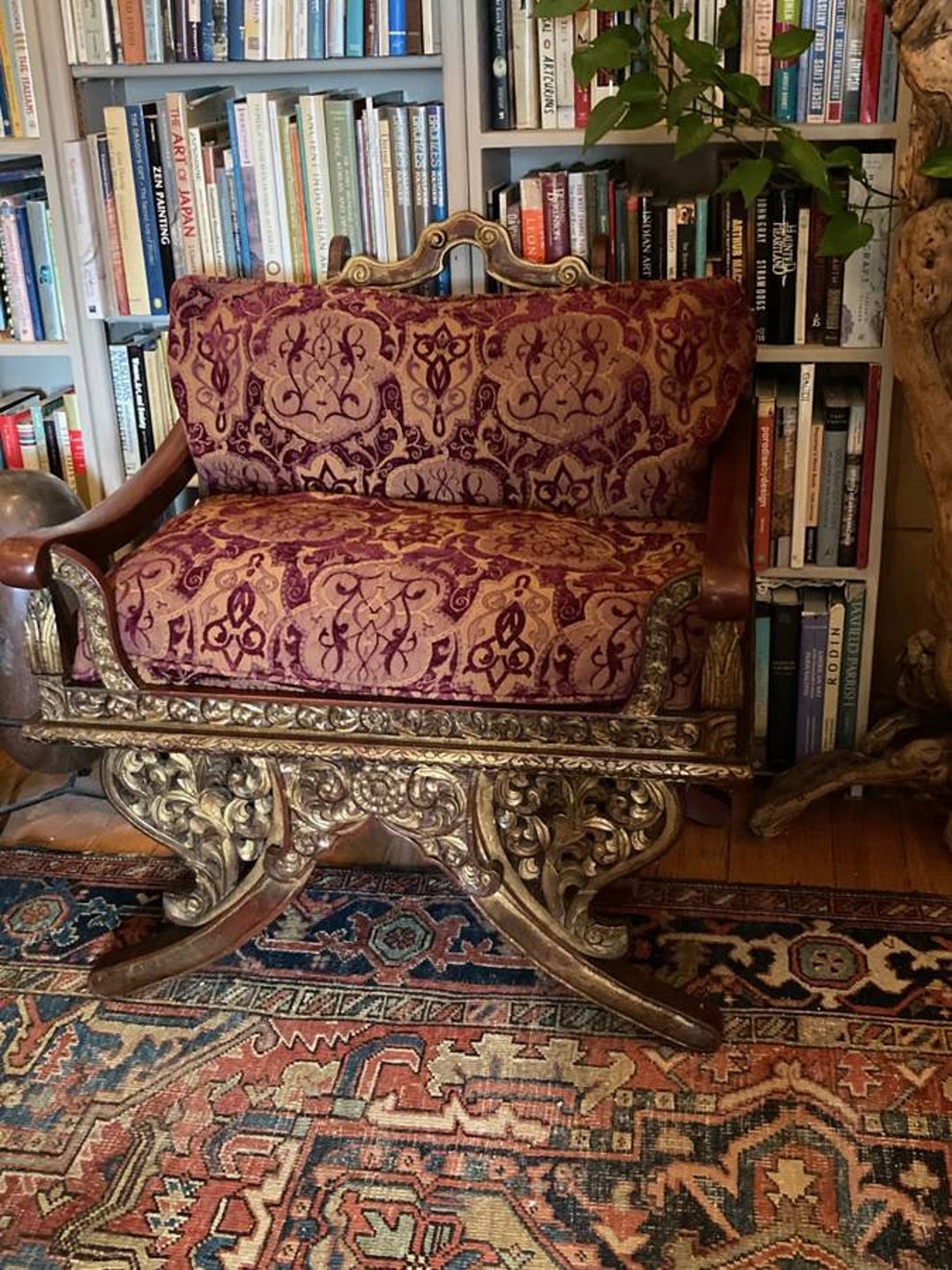 Rare Loveseat / Meditation Chair Thai Elephant Saddle W/ Hand Carved ...