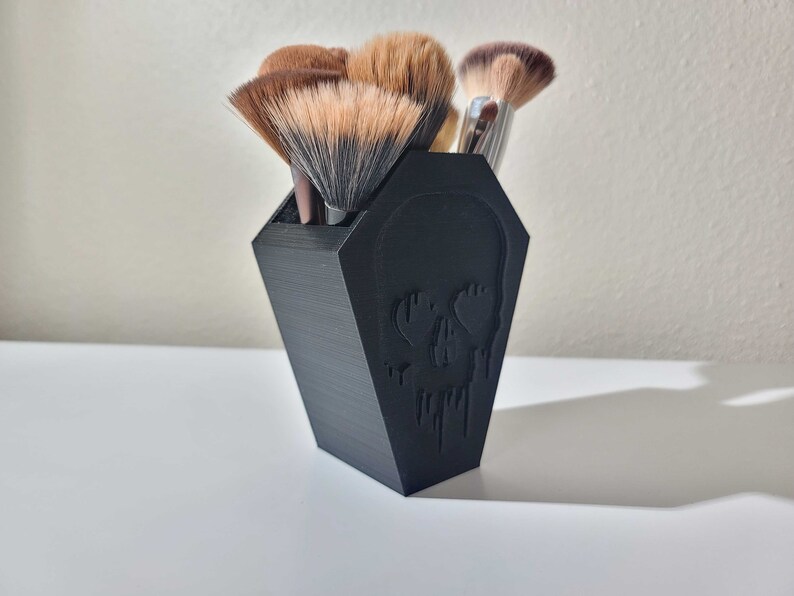 Gothic Coffin Makeup Brush Holder With Dripping Poisoned Skull - Etsy