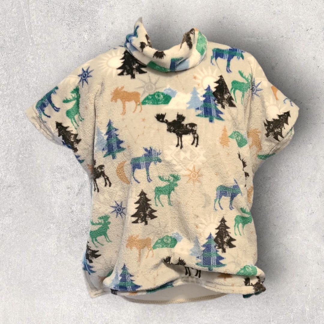 Custom Dog Poncho Outdoor Forest Trees Moose Blue Green Black Fleece - Etsy