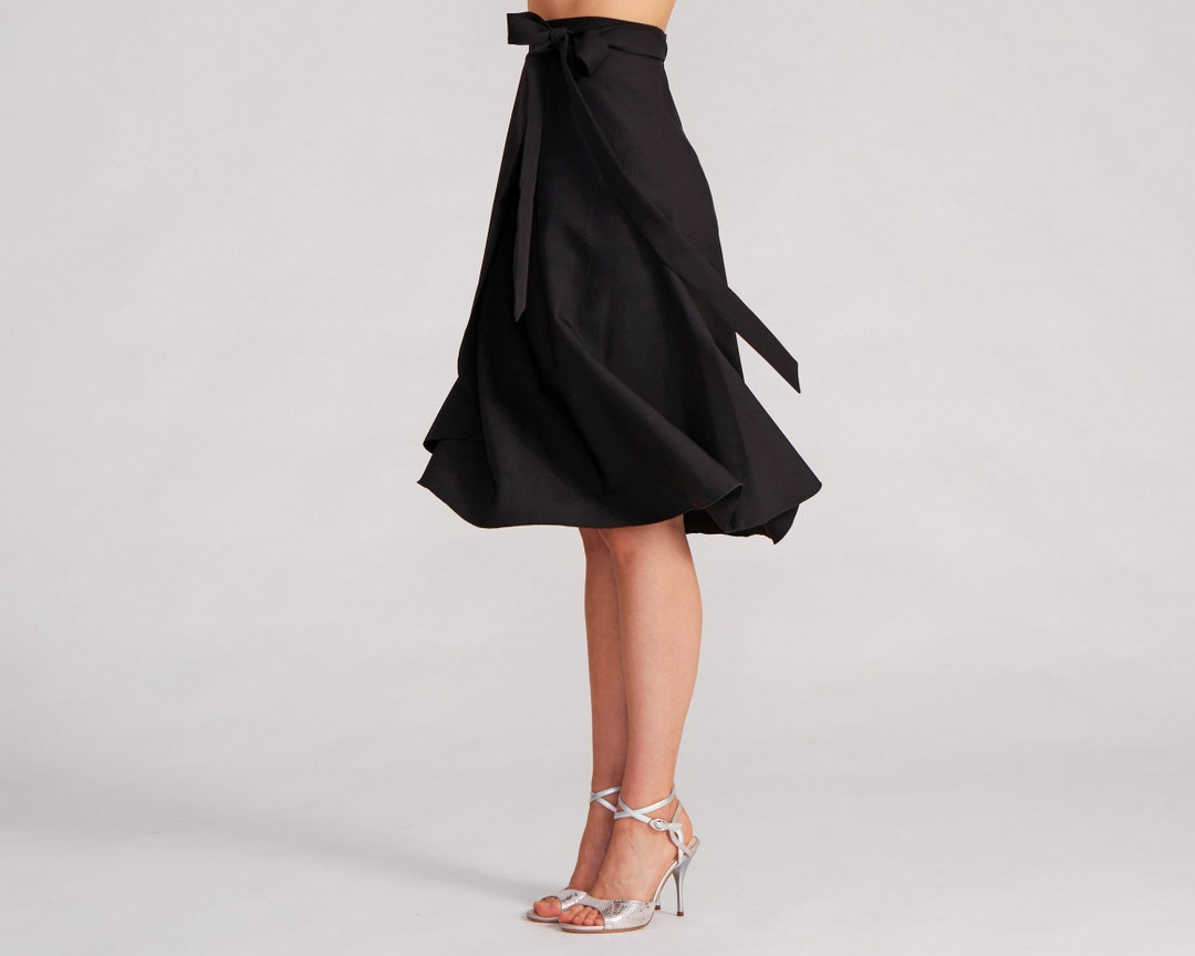 Black Tango Skirt With Bow to Tie, Tango Skirt, Dance Skirt, Ballroom ...