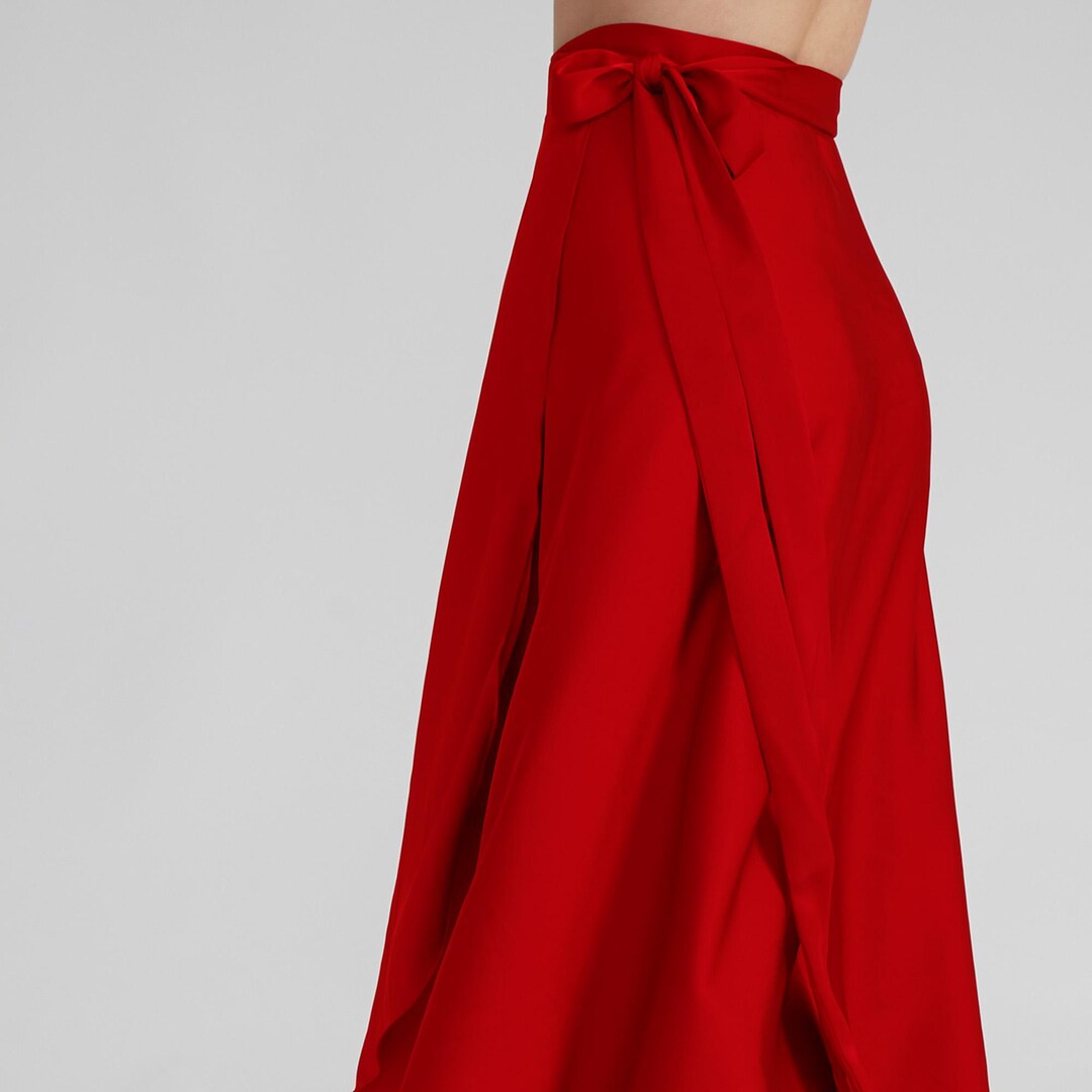Red Wrap Tango Skirt With Bow – Elegant Ballroom Dance Skirt | GINA - Etsy
