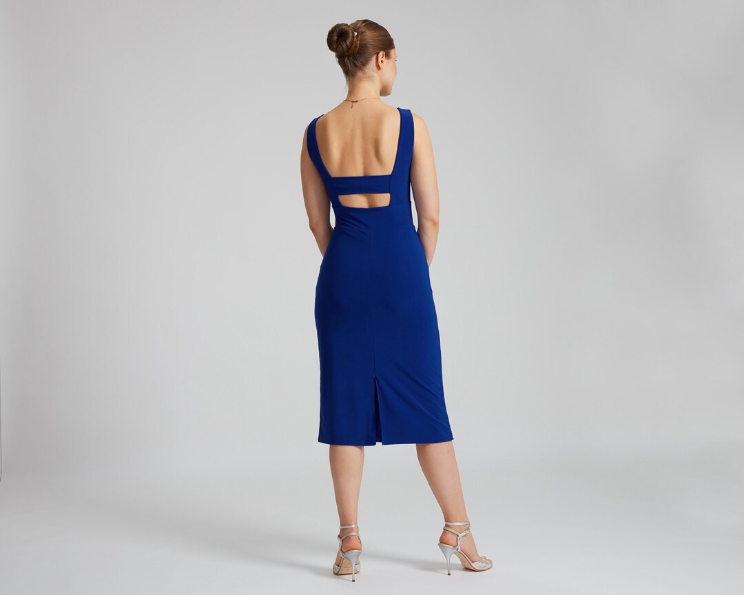 Royal Blue Tango Dress With Elegant Open Back, Cocktail Dress, Cutout ...