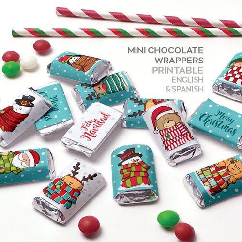 Candy Bar Wrappers Santa Christmas Mini Hershey Bar Candy - Etsy