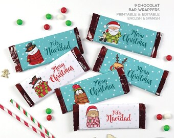 PRINTABLE Christmas Chocolate Bar Wrappers. Kids Classroom Treat Decor ...