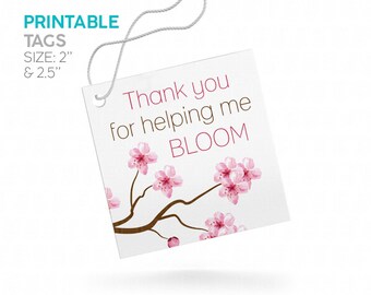 Teacher Appreciation Favor Tag, Printable Floral Thank You Tags, Thank ...