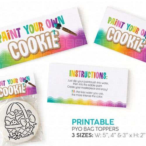 Paint Your Own Cookie Printable Bag Toppers Set of 3 Plus - Etsy