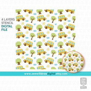 School Bus Scatter Stencil FILE, DIGITAL DOWNLOAD - 4 Layers - Etsy