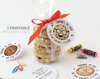 Instant Download, Printable One Smart Cookie Tags, Printable Thank You ...