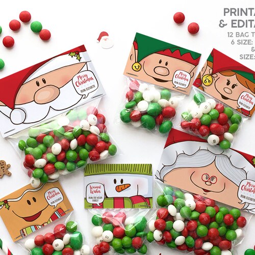 Digital Printable Christmas Bag Topper-treat Bag - Etsy