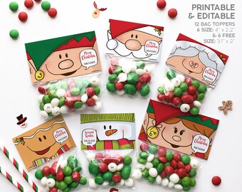 Editable Christmas Bag Topper Printable Santa Bag Topper Instant ...