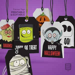Printable Halloween Gift Tags, Halloween Tags, Pumpkin, Monsters, Mummy ...