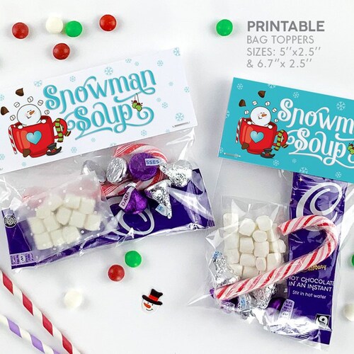 Snowman Soup Printable Bag Topper Gifts for Neighbors - Etsy