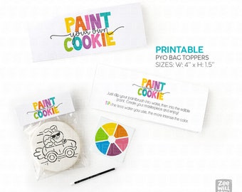 Printable Paint Your Own Cookie Bag Topper Template, Simple PYO Cookie ...
